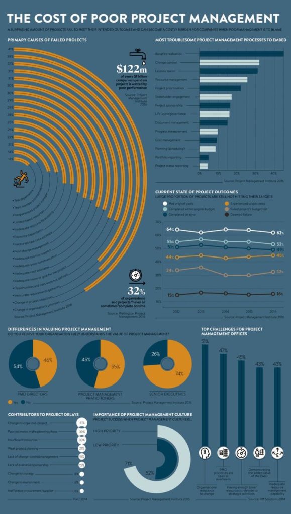 Management : Infographic charting the primary causes of failed projects ...
