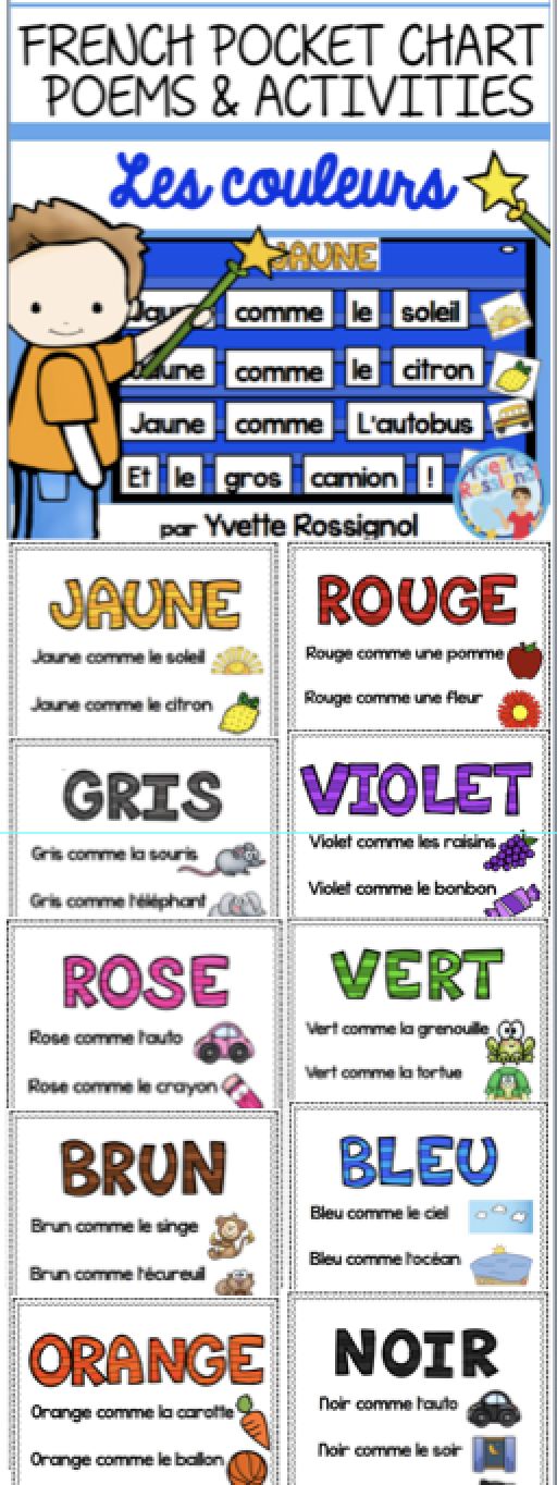 Educational infographic : French Pocket Chart Poems, Poèmes et ...