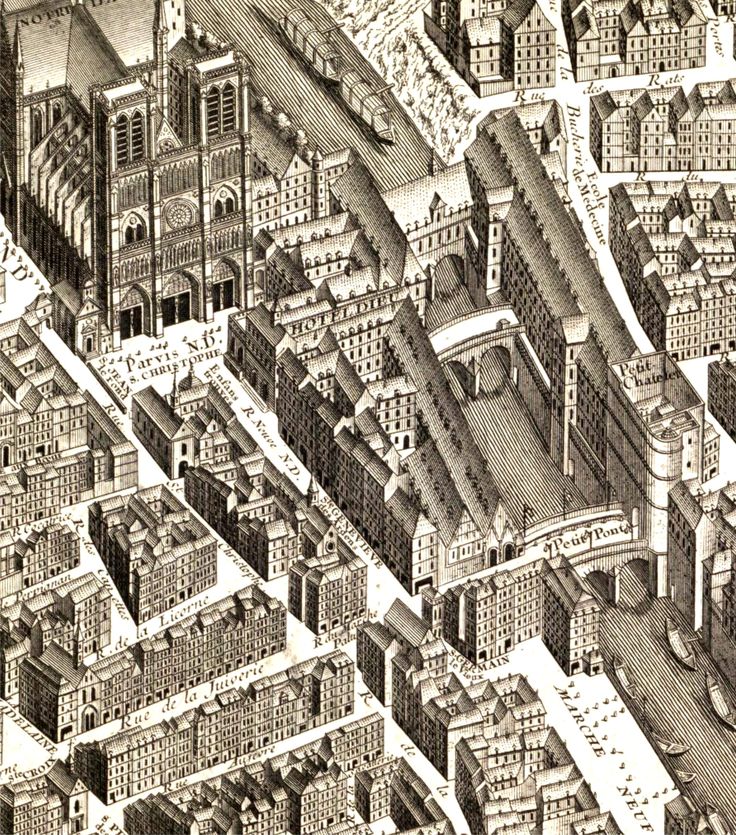Travel infographic – Paris, Notre Dame et l’Hôtel-Dieu sur le plan ...
