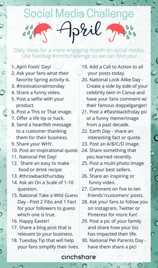 Social media infographic – April Social Media Challenge – CinchShare ...