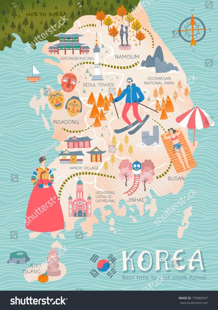 Travel infographic – Korea travel map, lovely flat style korea ...