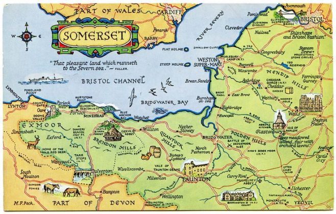 Travel infographic – Travel infographic – Postcard map of Somerset ...