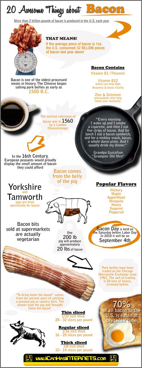 Food infographic - 20 Awesome Things About Bacon – Infographic on www ...