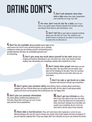Psychology : Psychology infographic and charts Dating No-nos ...