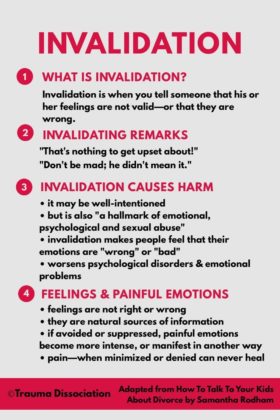 Psychology : Psychology : Invalidation is when you tell someone that ...