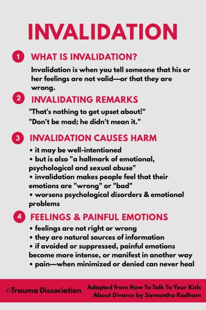 Psychology : Psychology : Invalidation is when you tell someone that ...