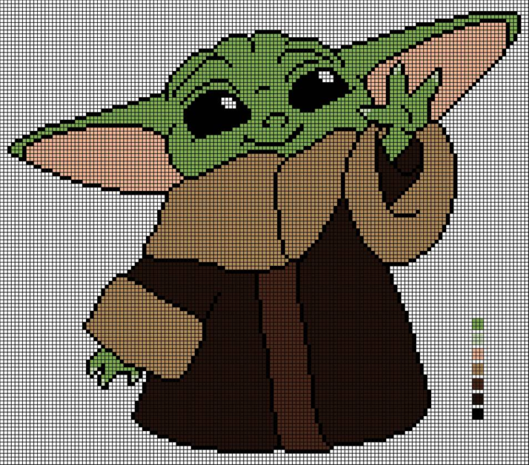 baby yoda pixel art – Cross Stitch Pattern Baby Yoda/the Mandalorian 2 ...